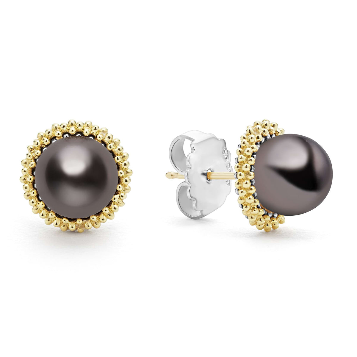 Natural black pearl earrings store