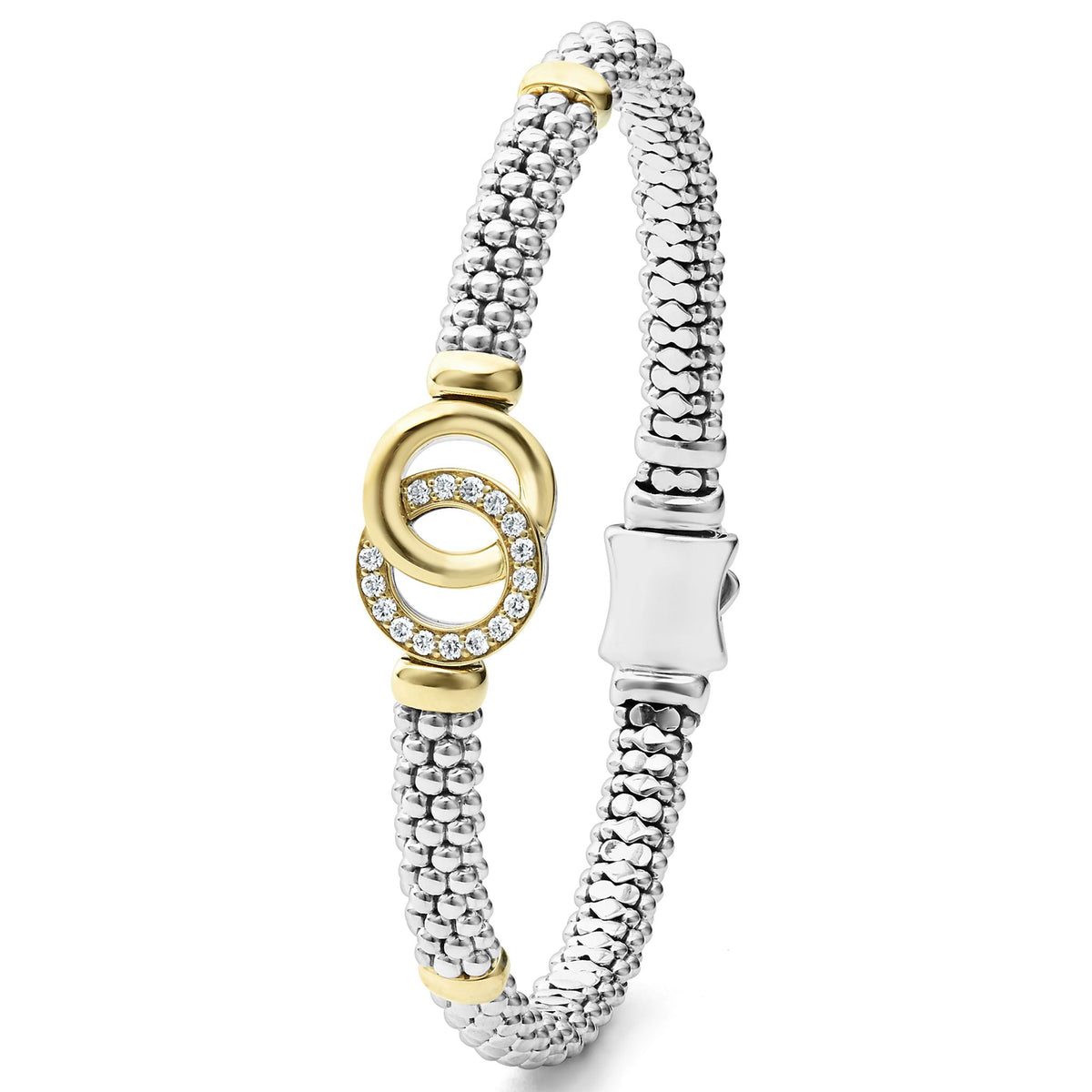 Two-Tone Interlocking Diamond Caviar Bracelet | 6mm | LAGOS Jewelry
