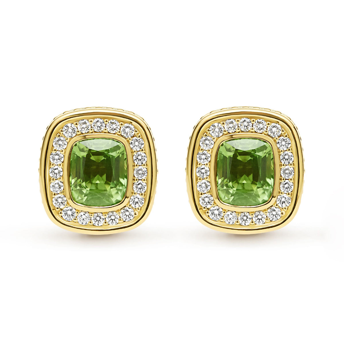 Studio 18K Gold Peridot and Diamond Stud Earrings – LAGOS