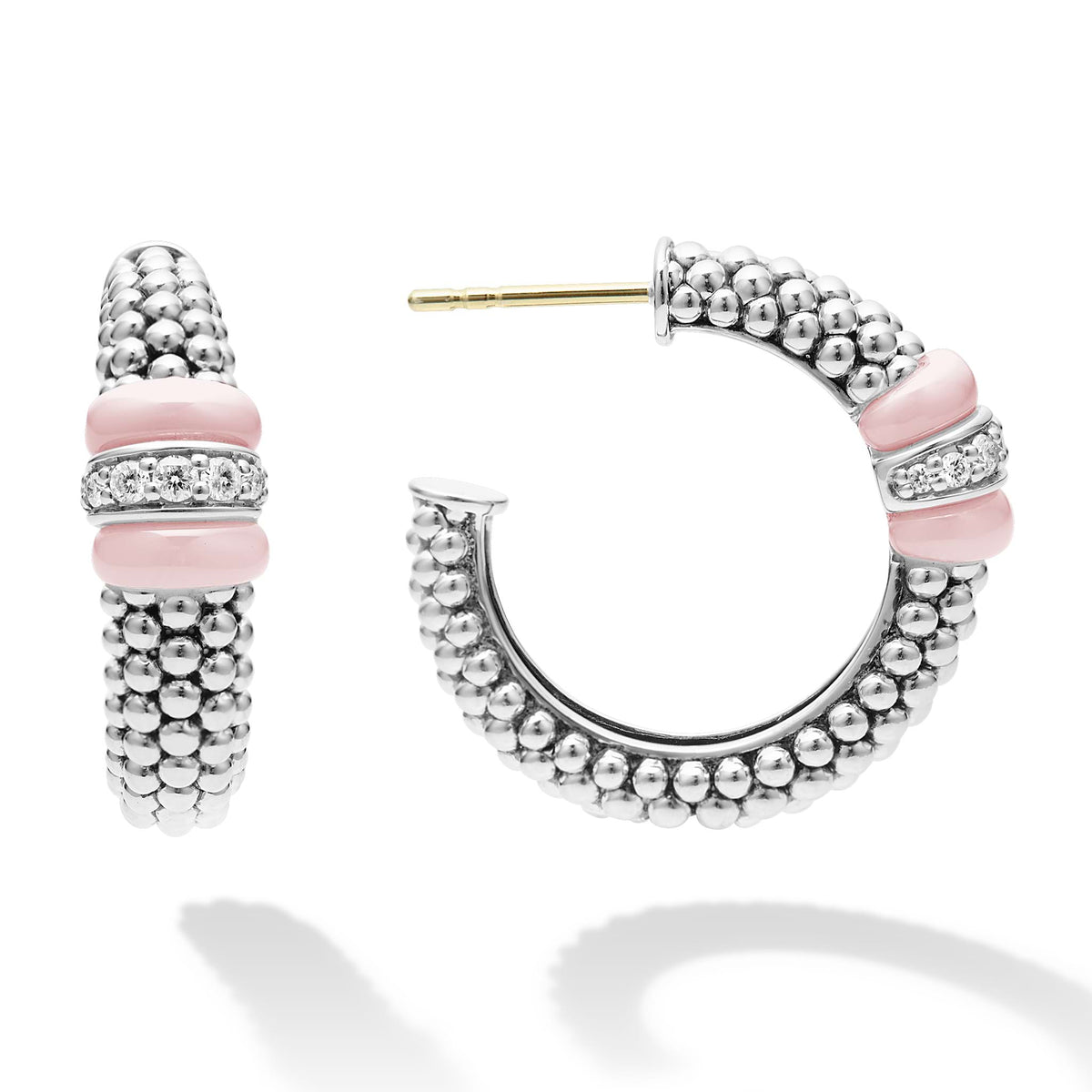 Pink Caviar Pink Ceramic Caviar Diamond Hoop Earrings – LAGOS