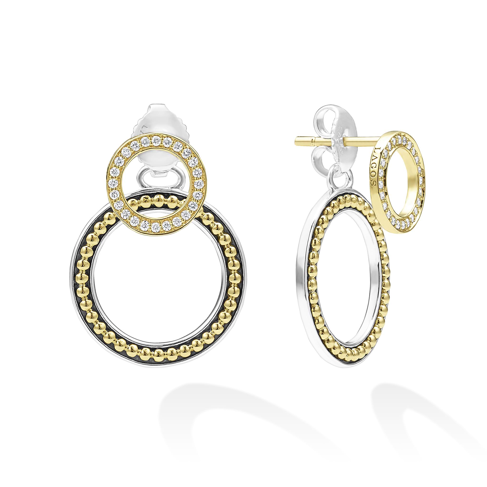 Signature Caviar The Drop Double Circle Diamond Drop Earrings – LAGOS