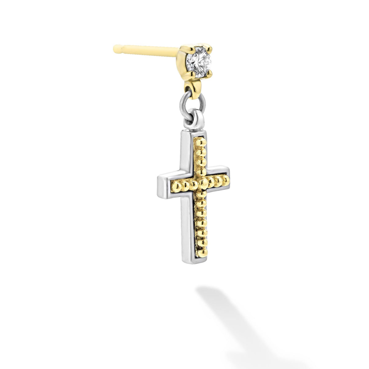 Two-Tone Diamond Cross Earring | LAGOS Jewelry