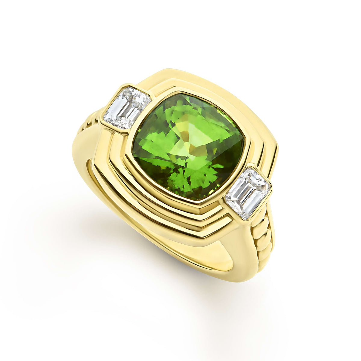 Studio 18K Gold Diamond and Peridot Ring – LAGOS