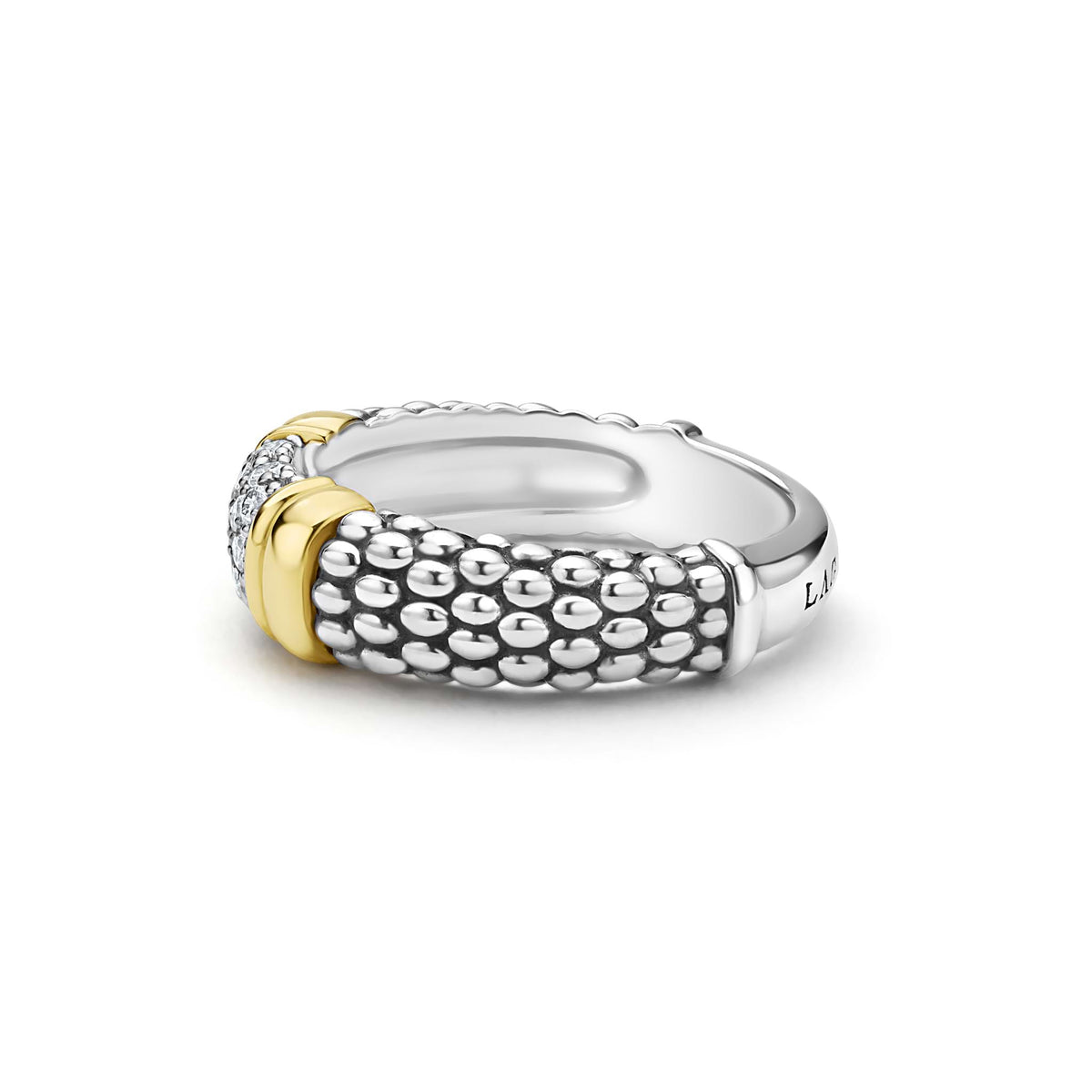 Two-Tone Caviar Diamond Ring | 6mm | LAGOS Jewelry