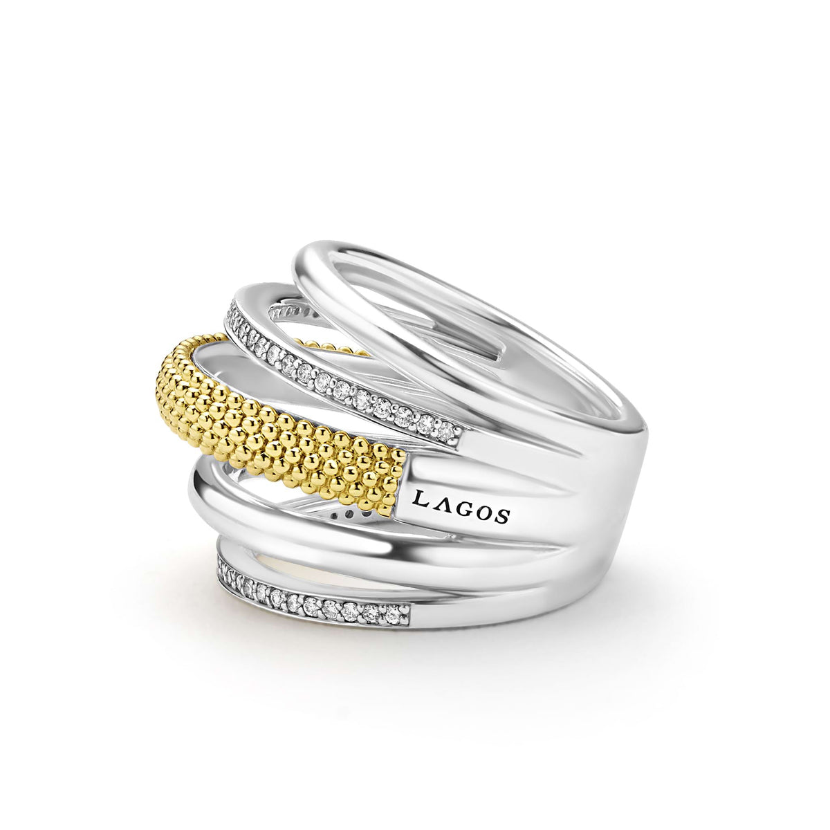 Two-Tone Five Row Diamond Ring | LAGOS Jewelry