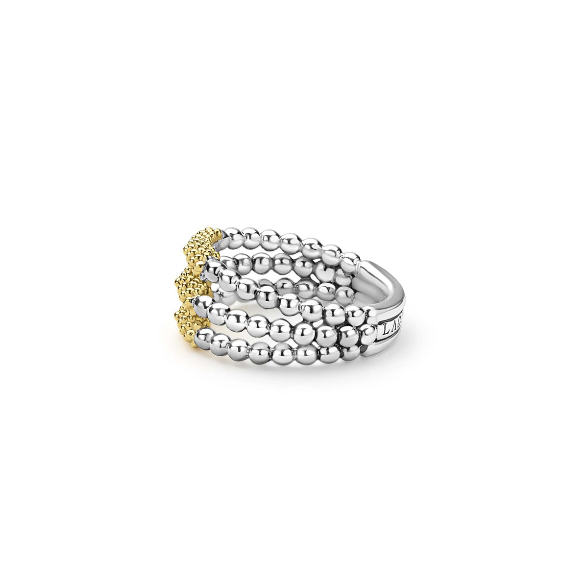 Caviar Icon Two-Tone Caviar Three Row Ring – LAGOS
