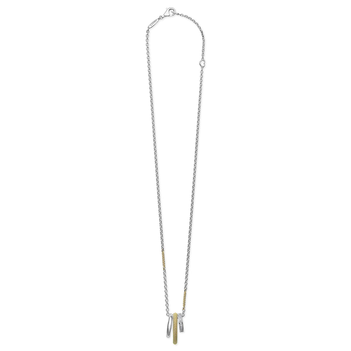Two-Tone Three Ring Diamond Pendant Necklace | LAGOS Jewelry