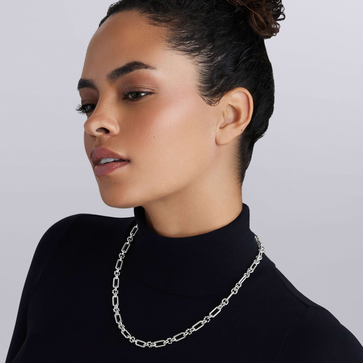 Signature Caviar Petite Sterling Silver Caviar Link Necklace – LAGOS