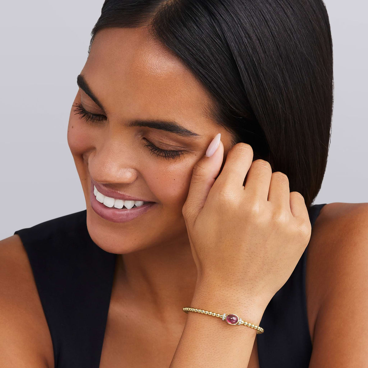 Caviar Gold 18K Gold and Rhodolite Garnet Caviar Beaded Diamond Cuff B ...