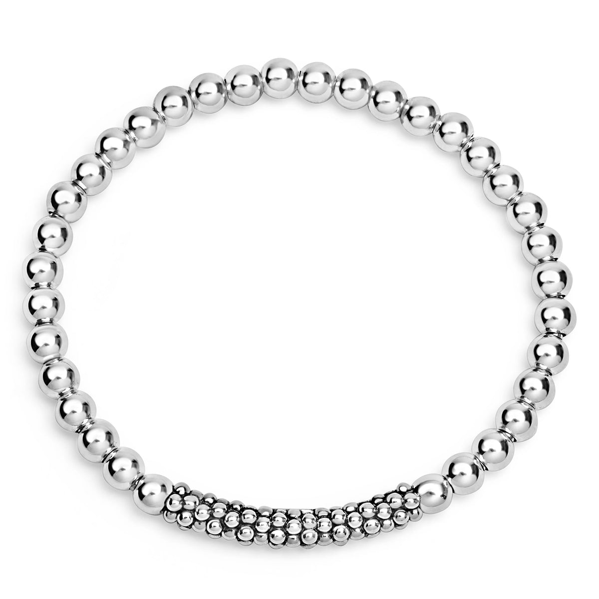 Signature Caviar Sterling Silver Caviar Beaded Bar Stretch Bracelet ...