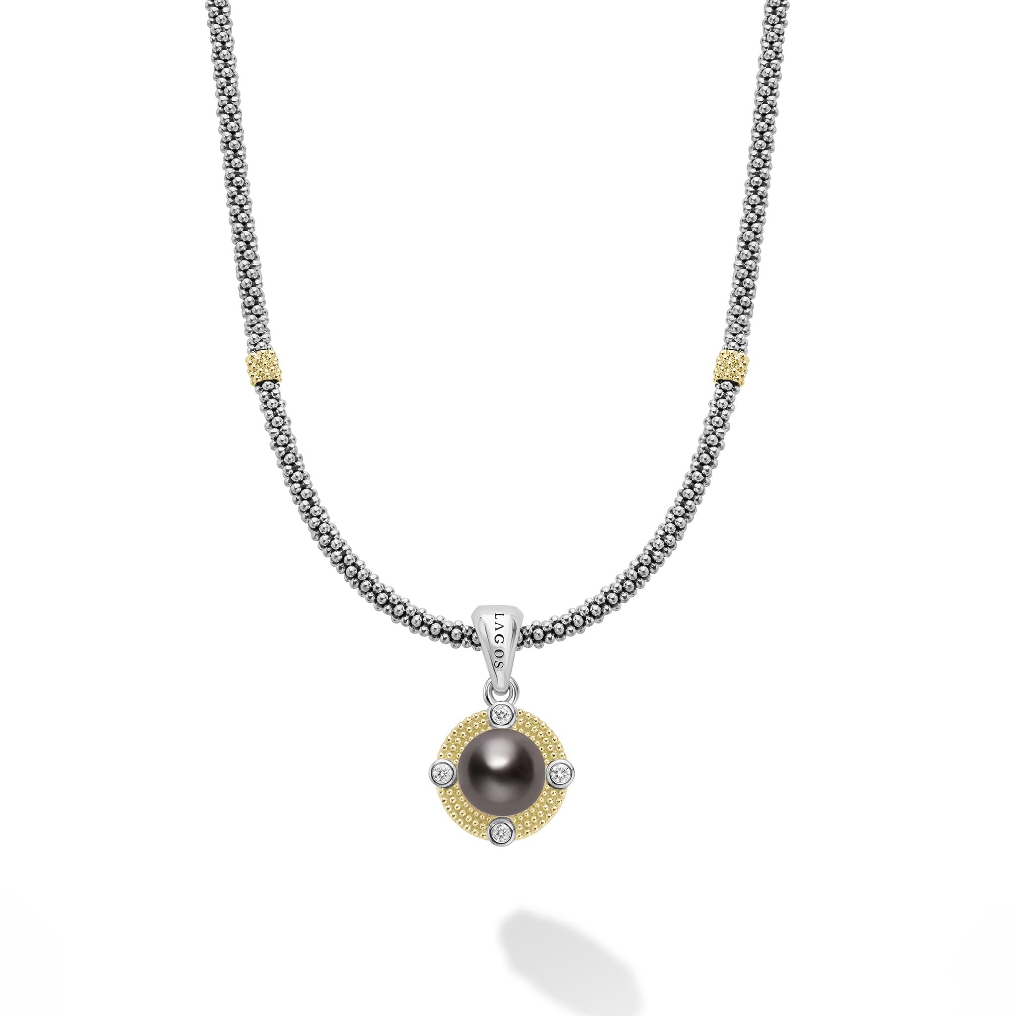 Luna Tahitian Black Pearl Diamond Caviar Necklace - Great Gifts Club