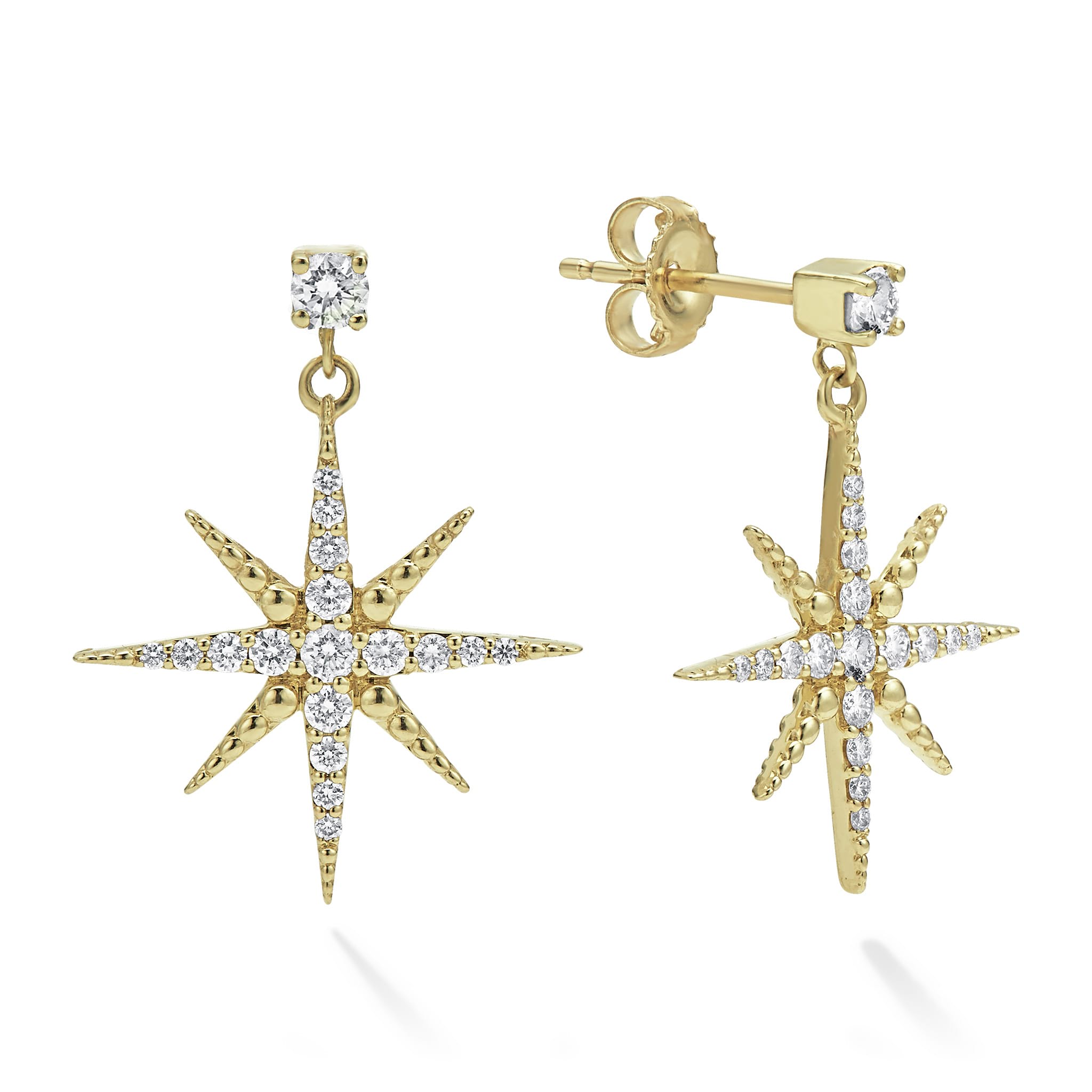 North Star 18K Gold Diamond Drop Earrings – LAGOS