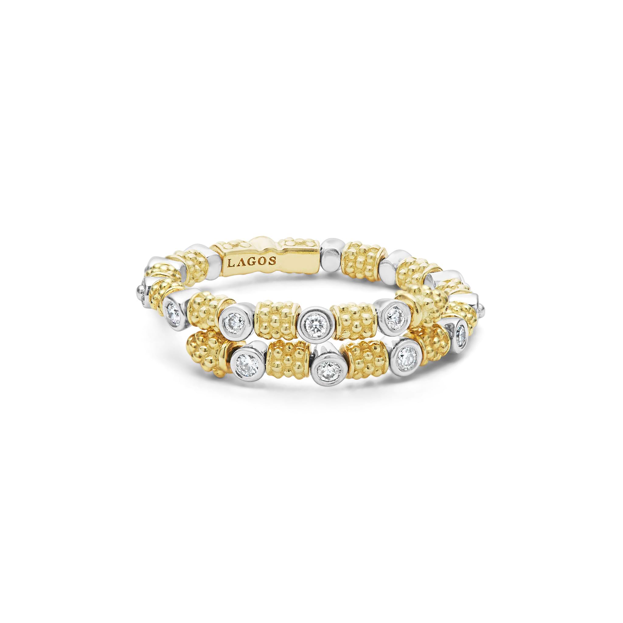 Signature Caviar 18K Gold and Diamond Superfine Band Ring – LAGOS