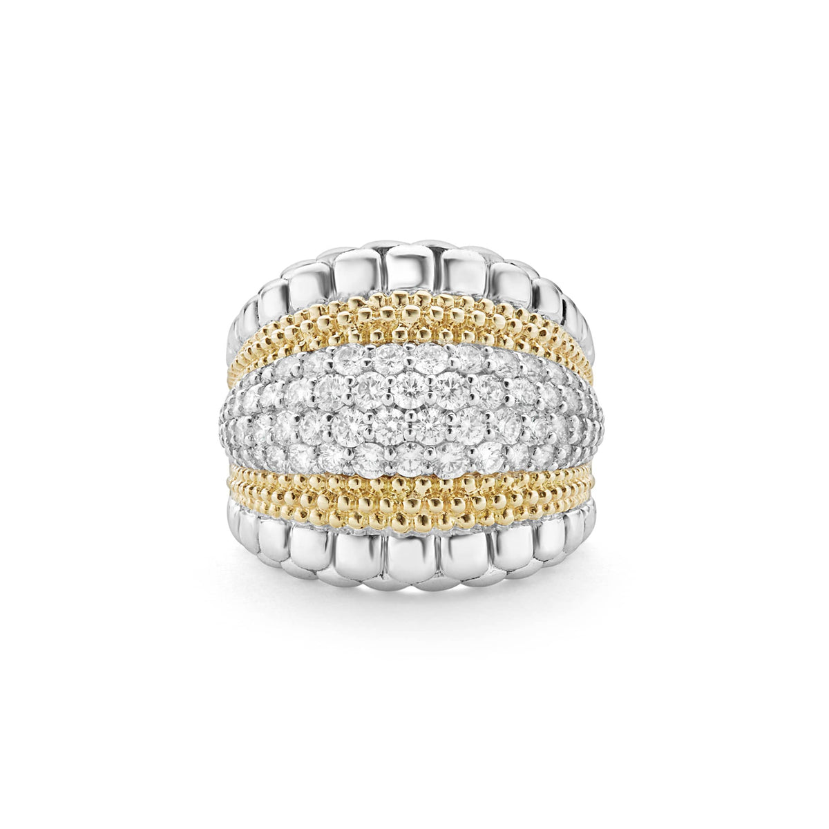 Shop Large Two-Tone Diamond Statement Ring Now – LAGOS