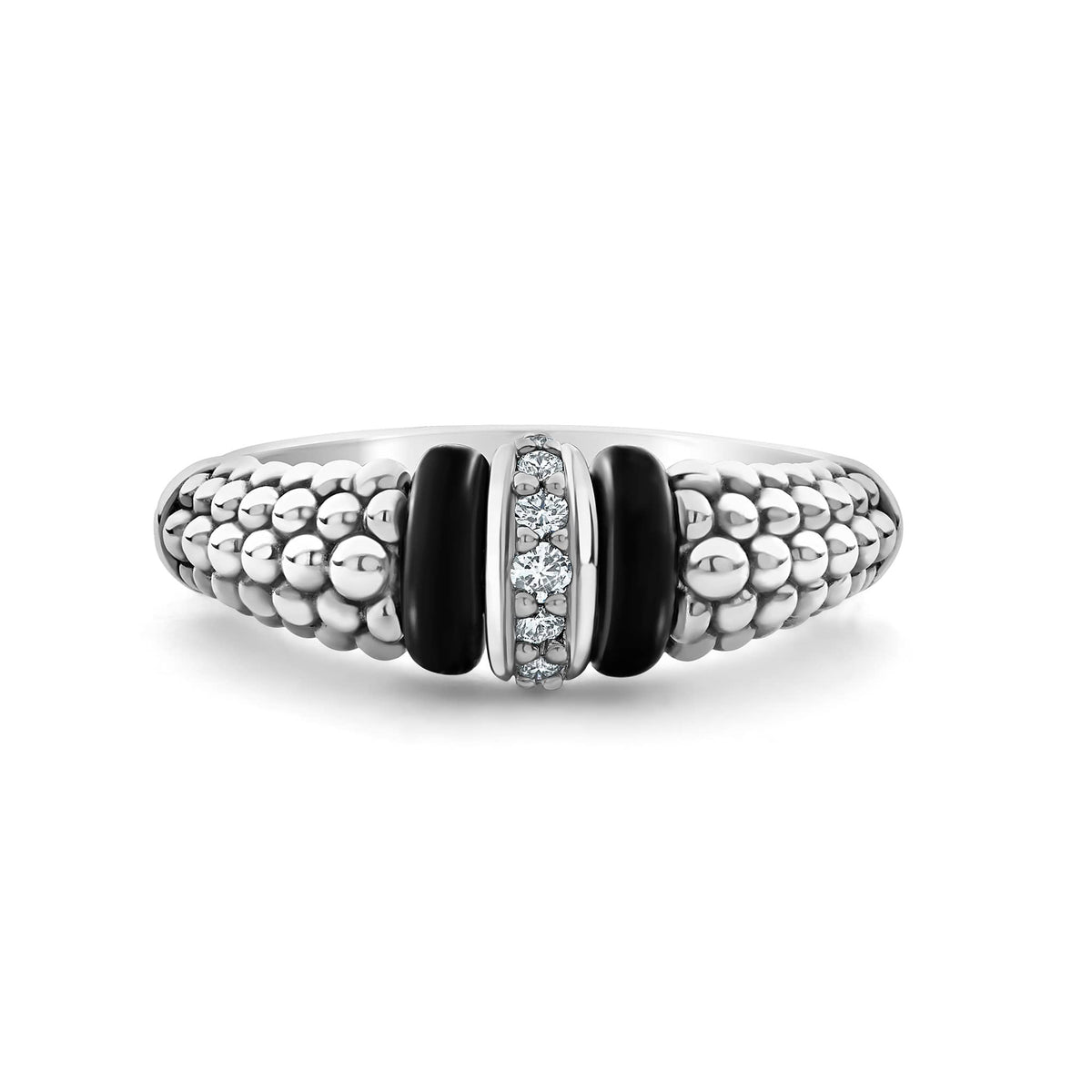 Black Caviar Ceramic and Caviar Diamond Ring – LAGOS