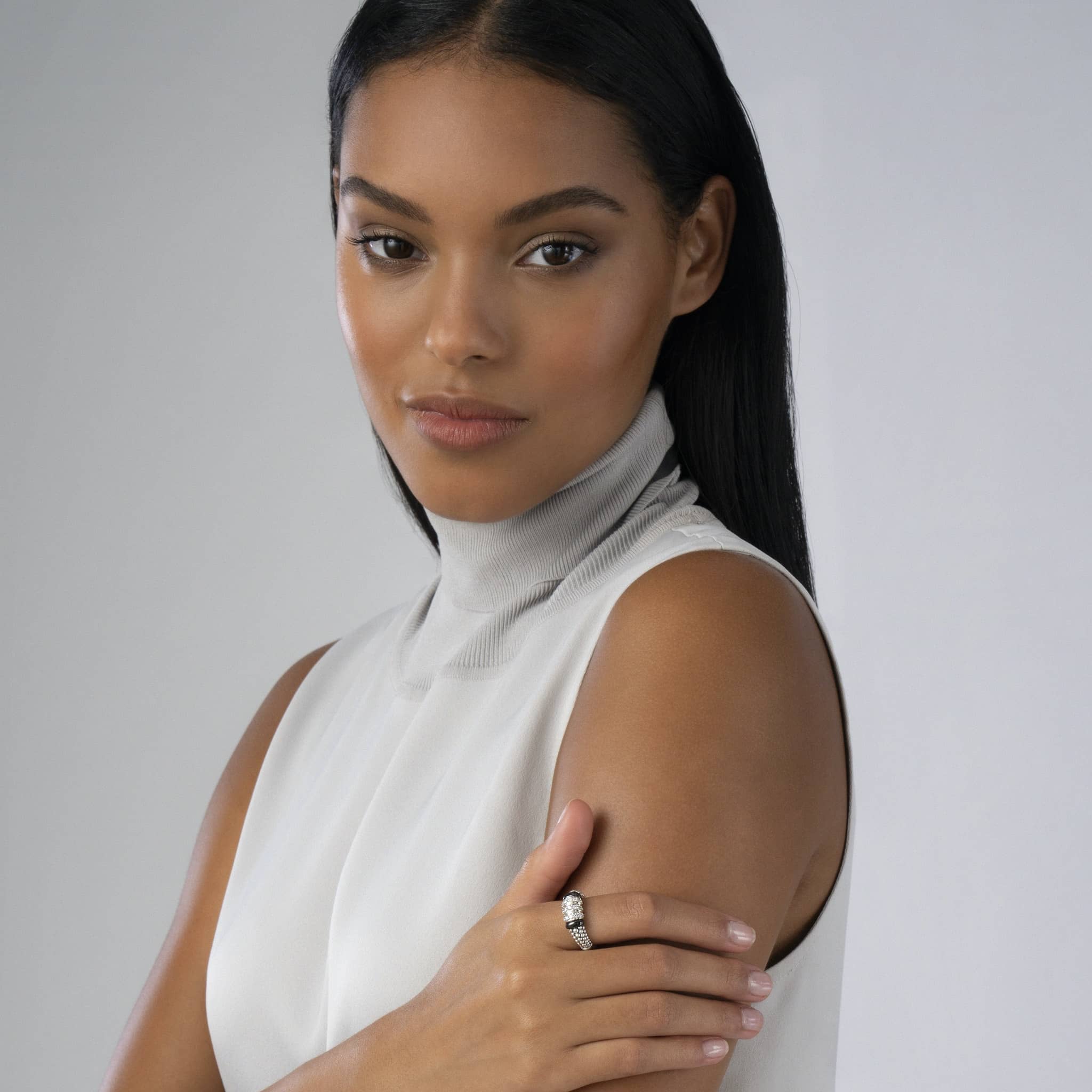 Black Caviar Three Station Diamond Ceramic Caviar Ring – LAGOS