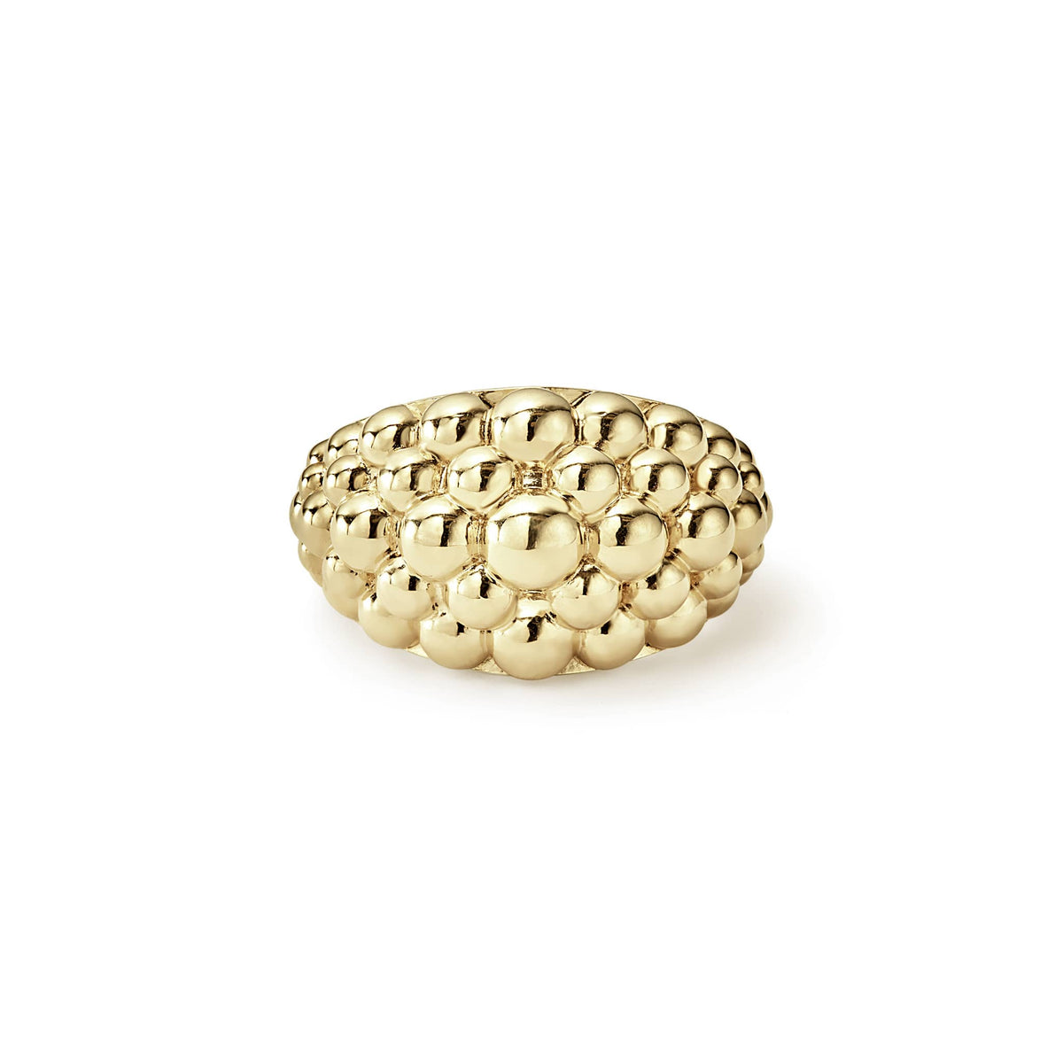 Elegant 18K Gold Caviar Statement Ring – Signature LAGOS Collection