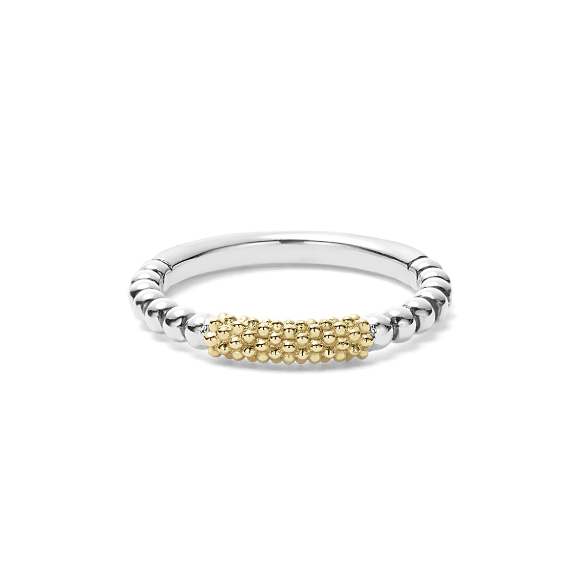 Buy Two-Tone Singel Station Caviar Stacking Ring | LAGOS Jewelry