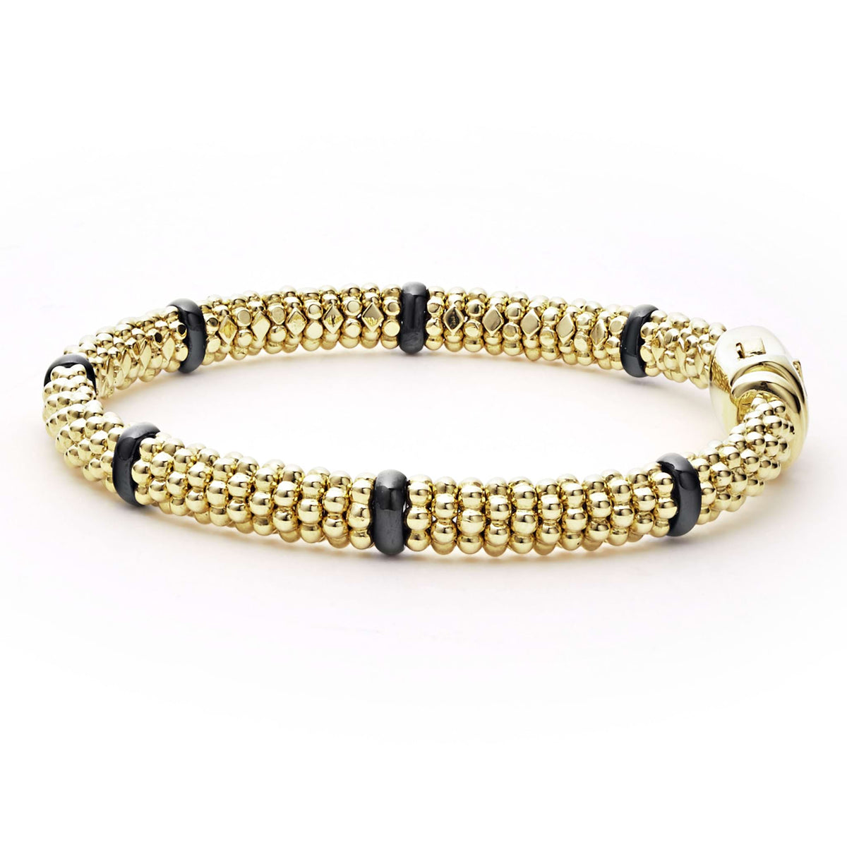 Black Ceramic and 18K Gold Caviar Bracelet | 6mm Luxury Jewelry – LAGOS