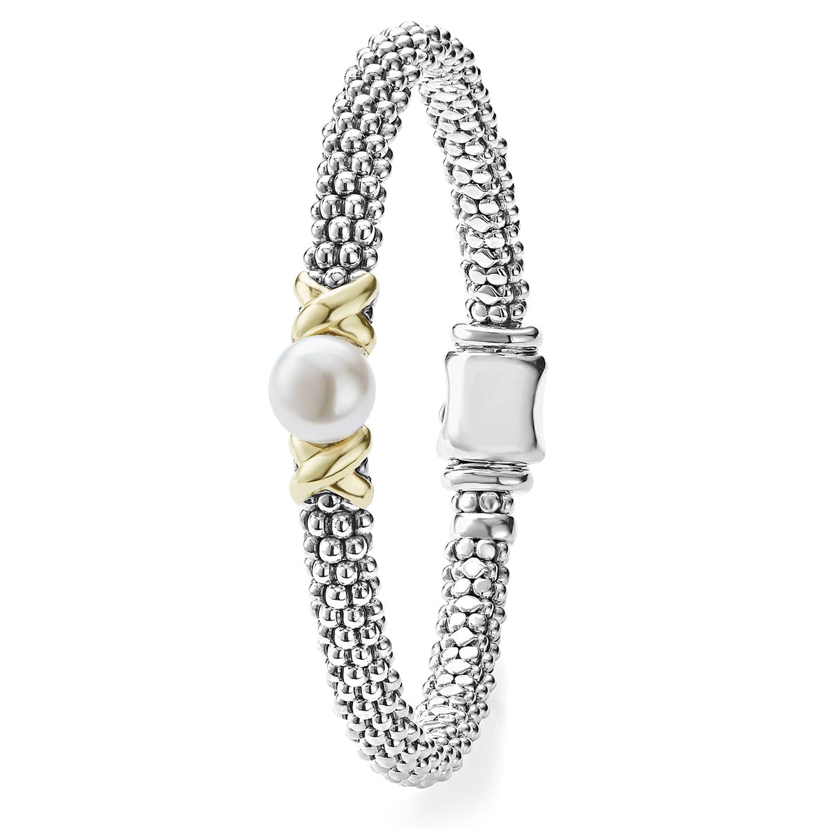 Two-Tone X Pearl Caviar Bracelet 6mm | LAGOS Jewelry