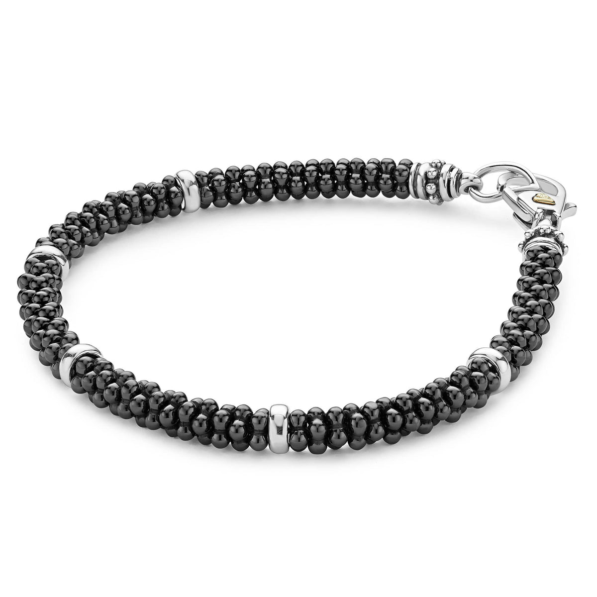 Black Five Silver Station Ceramic Bracelet | 5mm | LAGOS Jewelry