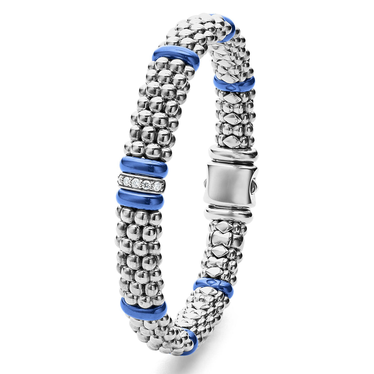 Blue Caviar Ultramarine Single Station Diamond Caviar Bracelet | 9mm ...