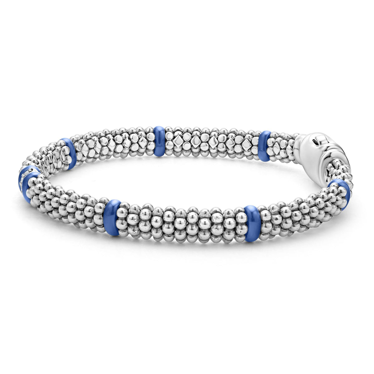 Blue Caviar Ultramarine Single Station Diamond Caviar Bracelet | 6mm ...