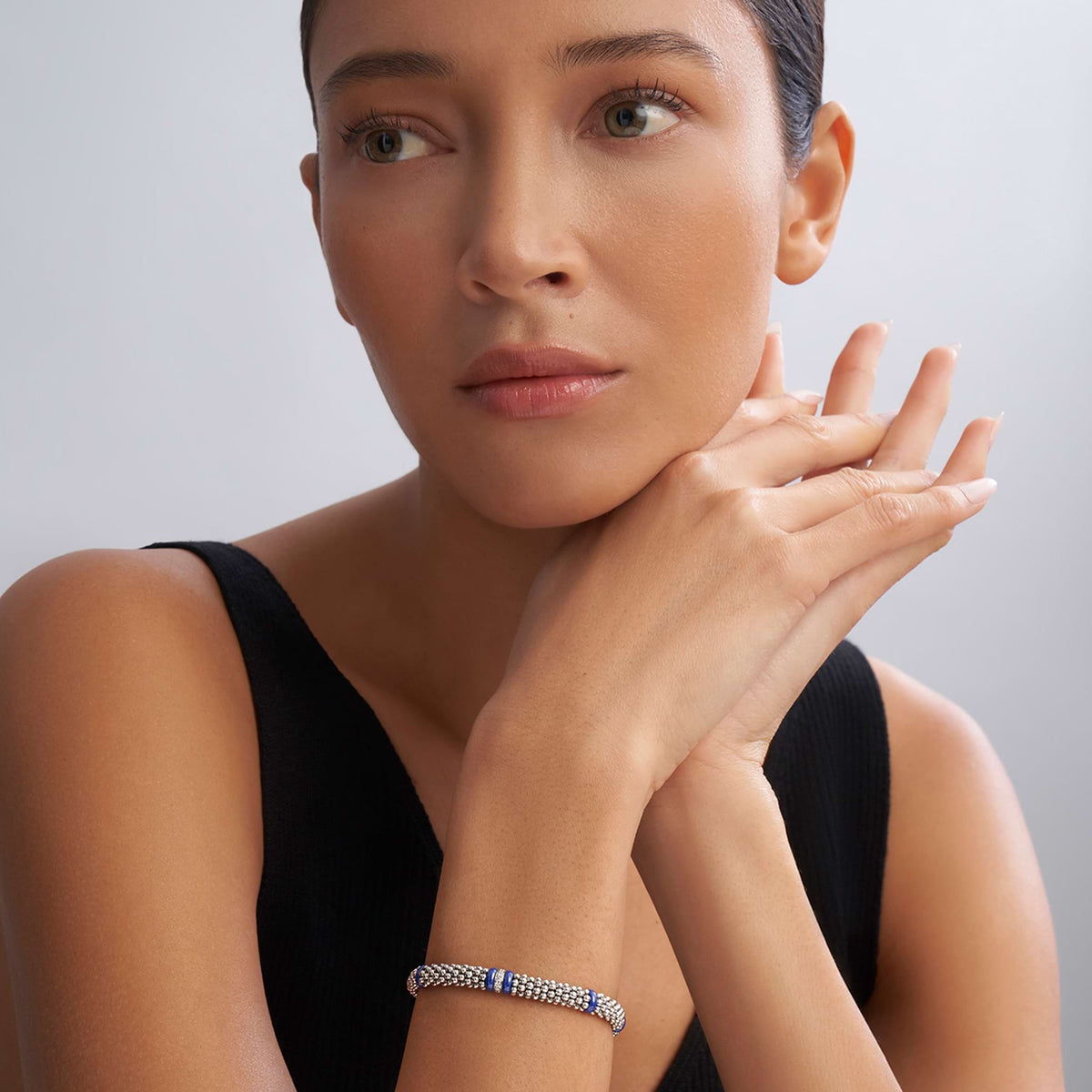 Blue Caviar Ultramarine Single Station Diamond Caviar Bracelet | 6mm ...