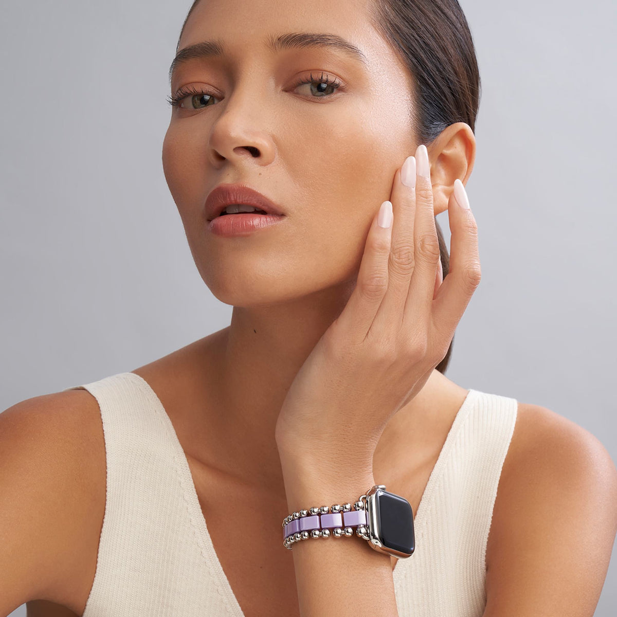 Lilac Ceramic and Stainless Steel Watch Bracelet-38-45mm | LAGOS Jewelry