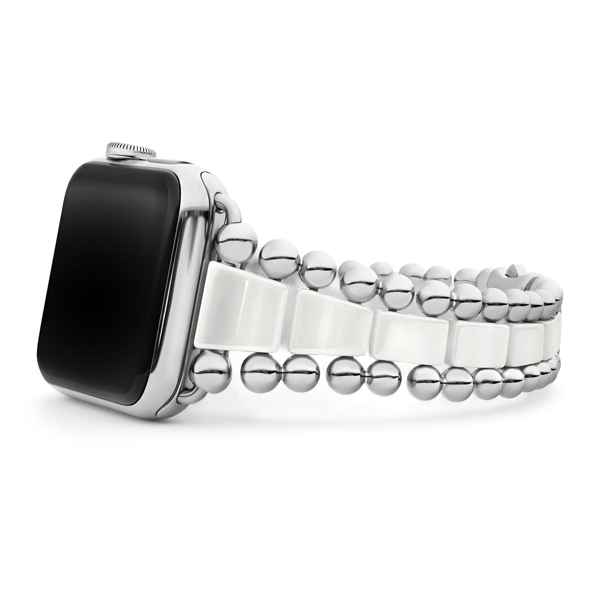 White Ceramic and Stainless Steel Watch Bracelet-42-49mm | LAGOS Jewelry