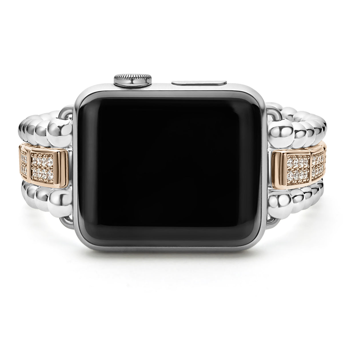 18K Rose Gold and Sterling Silver Full Diamond Watch Bracelet-38-45mm ...